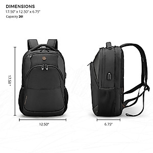 Swissdigital Pixel Travel Laptop Backpack-Laptops Backpack with USB Charging Port Smart Bag with RFID for Men & Women School Computer Bags Fits 15.6" Laptop and Notebook, Black SD-857