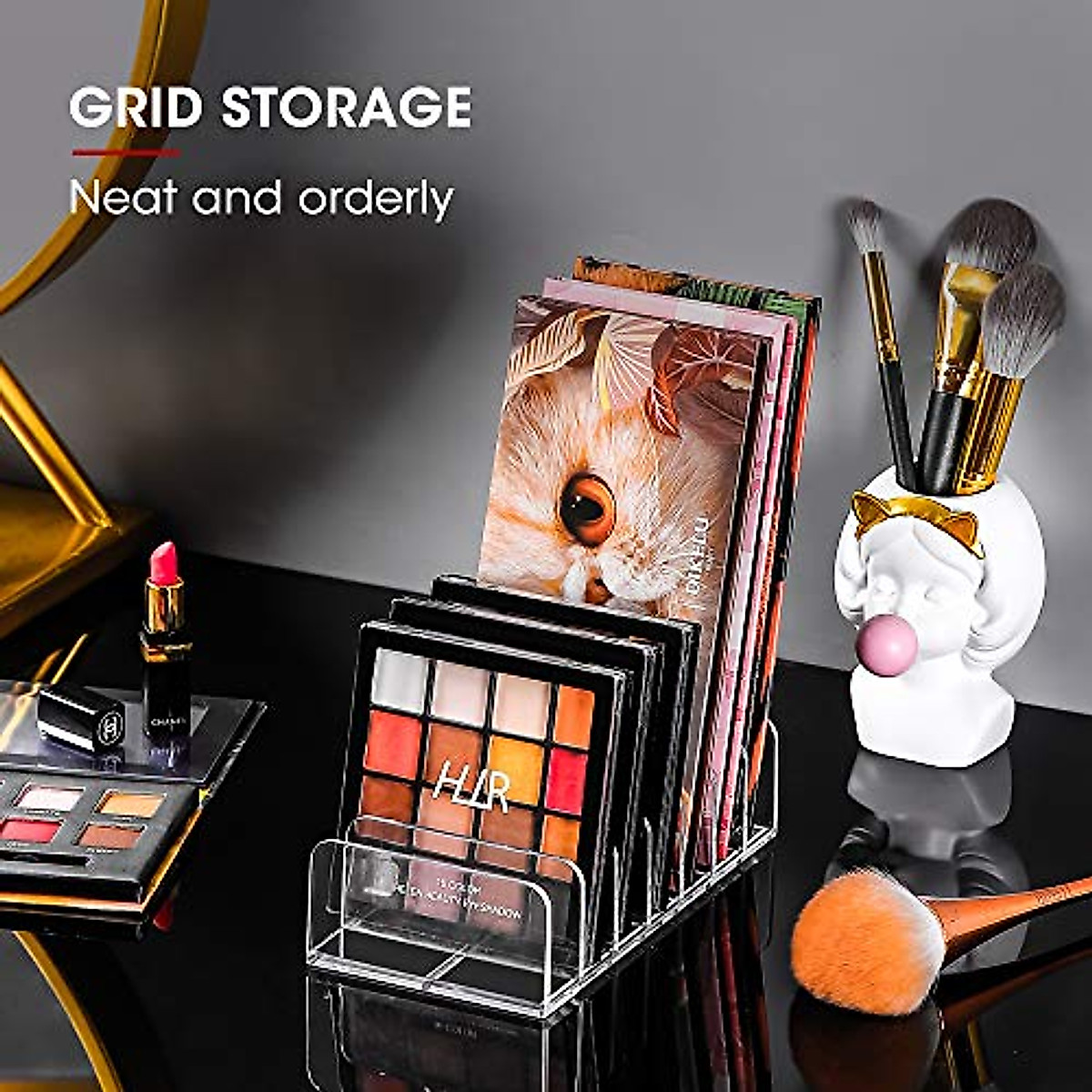 Acrylic Eyeshadow Palette Makeup Organizer - Bathroom Sink Vanity Trays, Accessories Storage Organizer Use for Closet, Shelf, Drawer, Sunglasses, Wallets - 7 Sections (small)