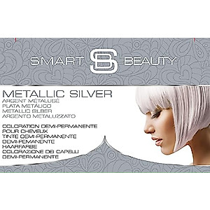 Metallic Silver Hair Dye | Stylish Silver Toner for Bleached Hair | Demi Permanent Hair Color | Added Plex Hair Anti-Breakage Technology | Smart Beauty Hair Color