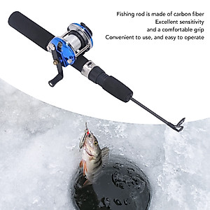 Ice Fishing Rod Kit, 50cm Ice Fishing Rod Kit Carbon Fiber Fishing Rod with Reel Hooks Spoon Storage Box Hunting Backpacks for Winter Outdoor