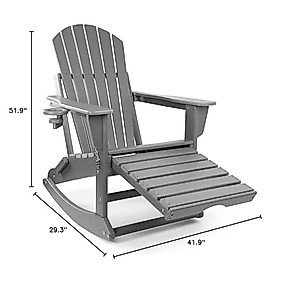FUNBERRY Patio Rocking Chair Set of 2,Porch Rocker,Rocking Adirondack Chair,Folding Adirondack Chairs with Ottoman,All Weather Rocking Chair,Plastic Rocking Chair,350 lbs