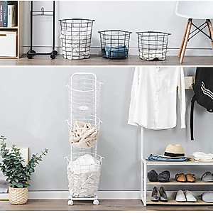 Lomani 3-layers laundry basket on wheels, laundry storage and organizer, cloth basket cart, organizer cart for clothes-BK