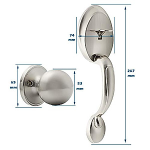 Gobrico Satin Nickel Exterior Door HandleSet for Right and Left Handed Door-1 Pack