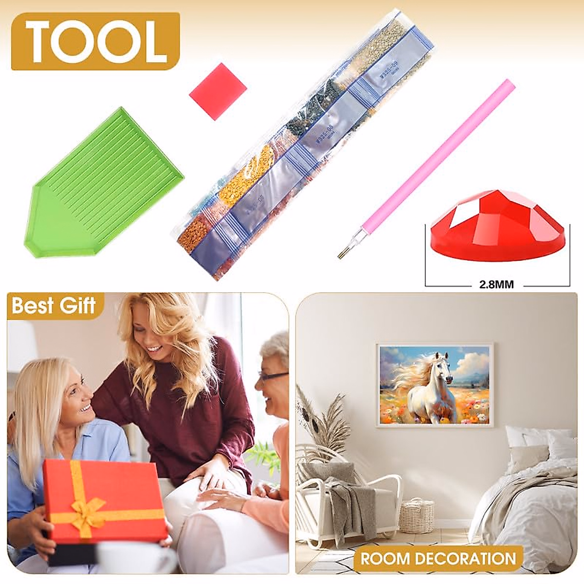 Bimkole 5D Diamond Painting Kits, Full Drill DIY Rhinestone Embroidery Set Paint with Diamonds Art by Number Kits Cross Stitch Home Wall Craft Decoration (12x16 inch)#b1849