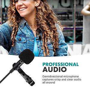 Movo WMX-20 48-Channel UHF Wireless Lavalier Microphone System with 1 Receiver, 1 Transmitter, and 1 Lapel Microphone Compatible with DSLR Cameras (330' ft Audio Range)