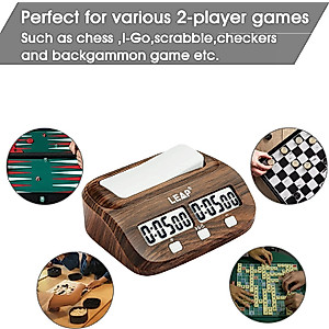 LEAP Chess Clock Digital Chess Timer Professional for Board Games Timer with Alarm Function (Official Store) Wood Appearance