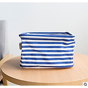 Lannu Pack 4 Canvas Storage Bins Basket Organizers Foldable Fabric Cotton Linen Blend Storage Bins for Makeup, Book, Baby Toy Basket, 8x6x5.5 inch