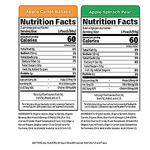 Little Brainiac Organic Fruit & Veggie Snack Brain Boosting Toddler Pouches, Two Flavor Variety Pack, Brain-Supporting Nutrients, Clean Label, BPA-Free, Non-GMO (3.5 oz, Pack of 12)