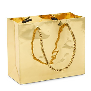 Sparkle and Bash 24 Pack Mini Metallic Rose Gold Gift Bags with Rope Handles, Reusable Paper Gift Bags (6 x 5 x 2.5 In)