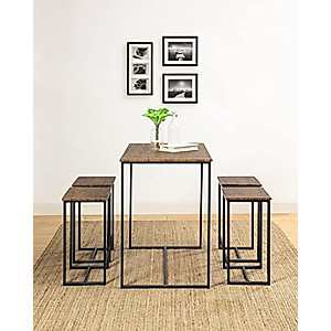 Abington Lane 5-Piece Kitchen/Dining Table Set w/Four (4) Stools - Versatile, Tall, Modern Table Set for The Contemporary Home - (Walnut Finish)