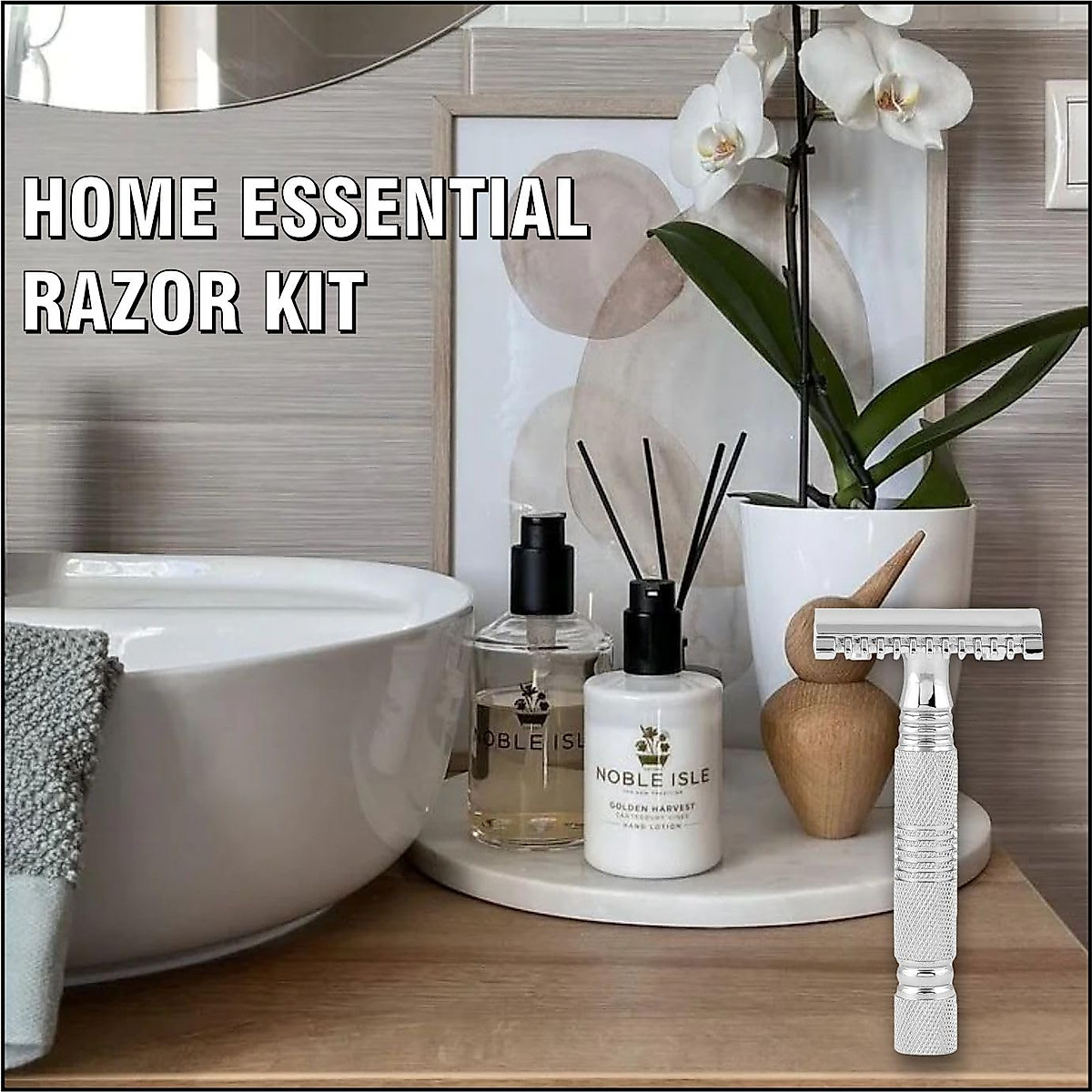 Pearl Shaving Double Edge Open Comb Safety Razor for Men (Brass metal) - Reusable Metal Razor | Eco Friendly DE Razor | Premium Shaving Razors for Men | Shaving Kit for valentine's gift