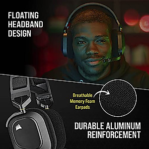 Corsair HS80 RGB WIRELESS Premium Gaming Headset with Dolby Atmos Audio (Low-Latency, Omni-Directional Microphone, 60ft Range, Up to 20 Hours Battery Life, PS5/PS4 Wireless Compatibility) Black