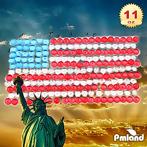 PMLAND Acrylic Mini Flat Marbles, Pebbles, Beads 3500+ Pcs 6 mm in Diameter for Vase Fillers, Brush Holder, Party Table Scatter, Wedding, Decoration, Crafts - Whire Red Blue