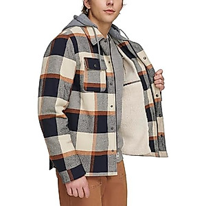 Levi's Men's Sherpa Lined Shirt Jacket (Regular & Big & Tall Sizes), Hooded Skater Plaid, Medium