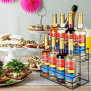 kimilus 8 Bottle Capacity Coffee Syrup Organizer 2 Tier Coffee Syrup Stand Shelf for Coffee Bar Kitchen Small Wine Rack for Bar Family Storage for Syrup Wine Dressing