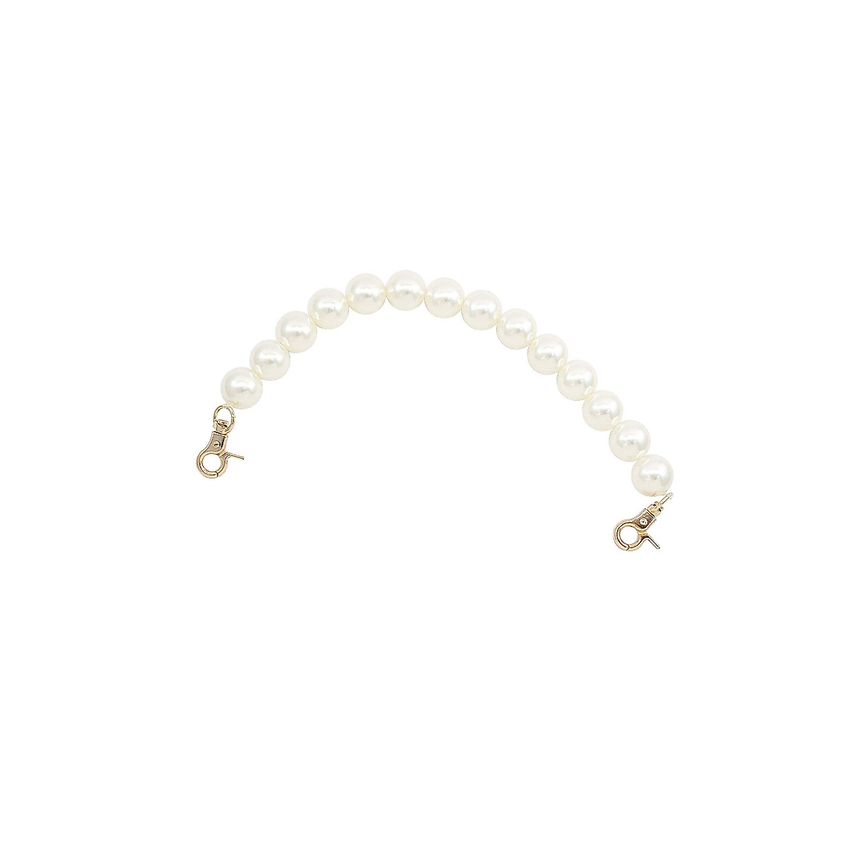 12" 30cm DIY Round Imitation Pearl Bead Short Handle Replacement Chain Strap Handbag Chains Accessories Purse Straps Shoulder with Metal Buckles