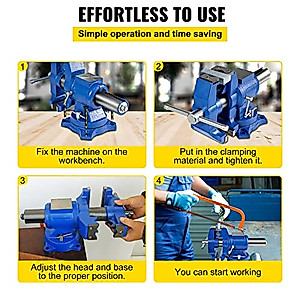BestEquip 4" Heavy Duty Bench Vise , Double Swivel Rotating Vise Head/Body Rotates 360° ,Pipe Vise Bench Vices 15Kn Clamping Force,for Clamping Fixing Equipment Home or Industrial Use