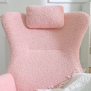 Morhome Upholstered Nursery Rocking Chair-Comfy Glider Rocker with Padded Seat, High Backrest, and Armrests for Living Room Bedroom Offices, Pink