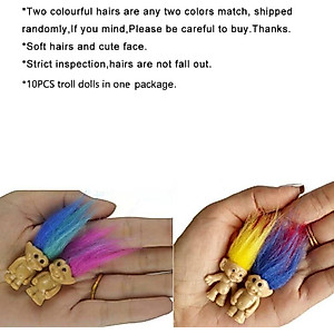 Yintlilocn 10PCS Mini Troll Dolls, PVC Vintage Trolls Lucky Doll Mini Action Figures 1.2" Cake Toppers Chromatic Adorable Cute Little Guys Collection, School Project, Arts Crafts, Party Favors