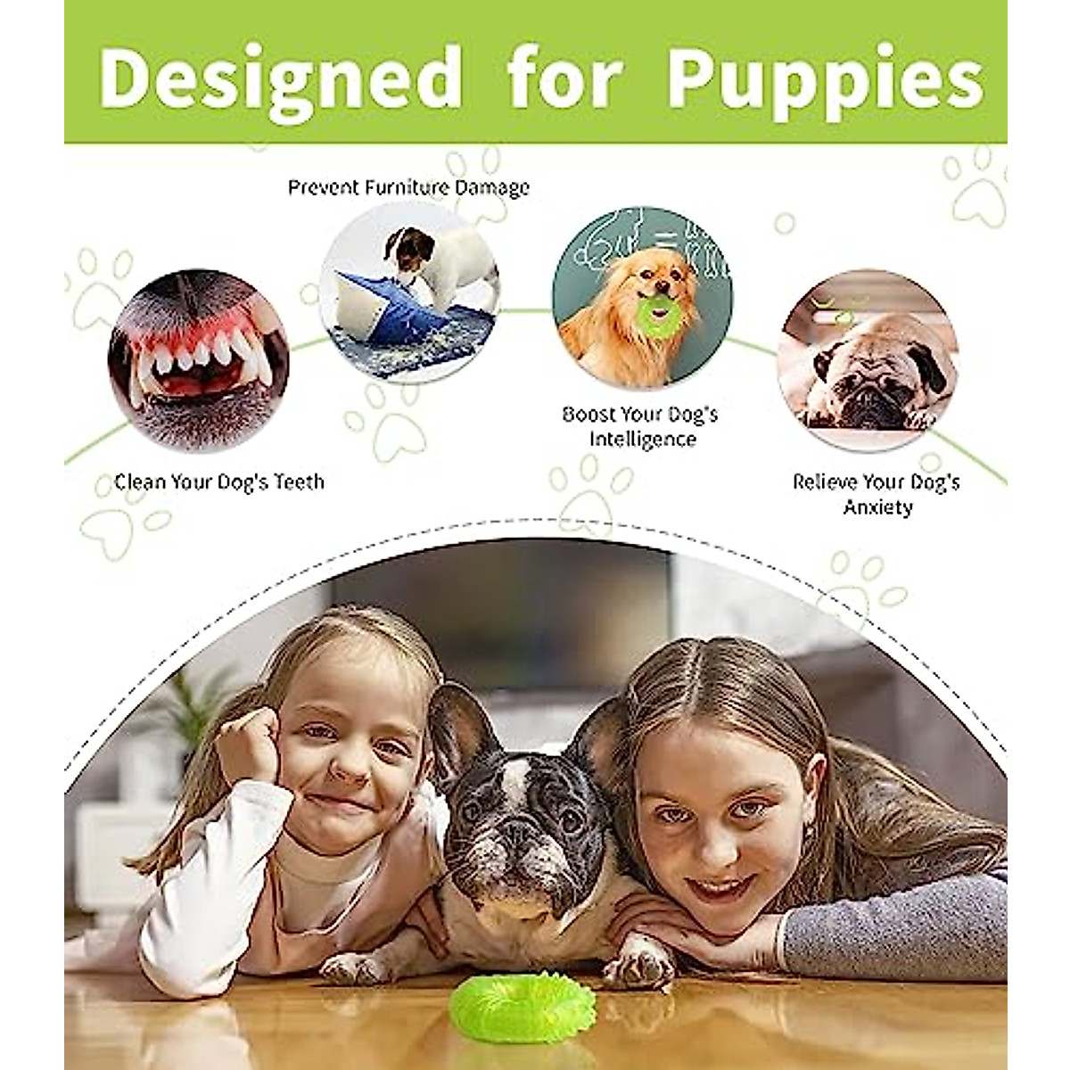 SPOFLY Teething Puppy Chew Toys, Interactive Treat Dispensing Toy for Small Dogs, Teething Rings for Puppies 0-6 Months, Puzzle Enrichment, Relieve Boredom & Stimulate Play (S)