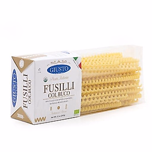 Giusto Sapore Imported Artisanal Fusilli Col Buco Italian Pasta, Organic Bronze Drawn, 340G