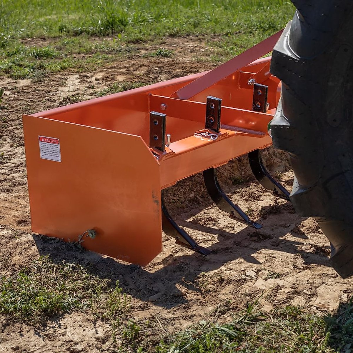 Titan Attachments 3 Point 7FT Rear Box Blade Scraper Grader, Category 0 and 1 Hitch Tractor Attachment, 7 Scarifier Teeth, Reversible Cutting Edge