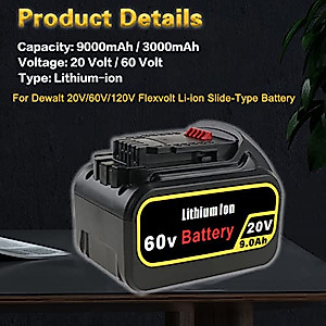 Devrig Replacement for Dewalt 9.0Ah Flexvolt 20V/60V Battery Compatible with Dewalt 20/60 Volt Max Battery DCB606 DCB609 DCB612 DCB204 DCB206