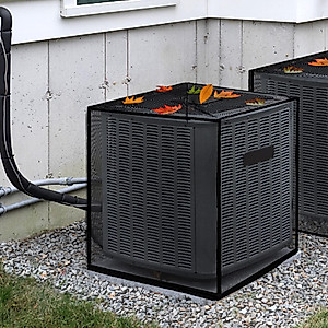 Nicunom Air Conditioner Cover, All Seasons Full Mesh AC Cover for Outside Unit Adjustable Outdoor AC Defender Cover Protect from Clogging of Debris, 27.5"x27.5"x31.5"