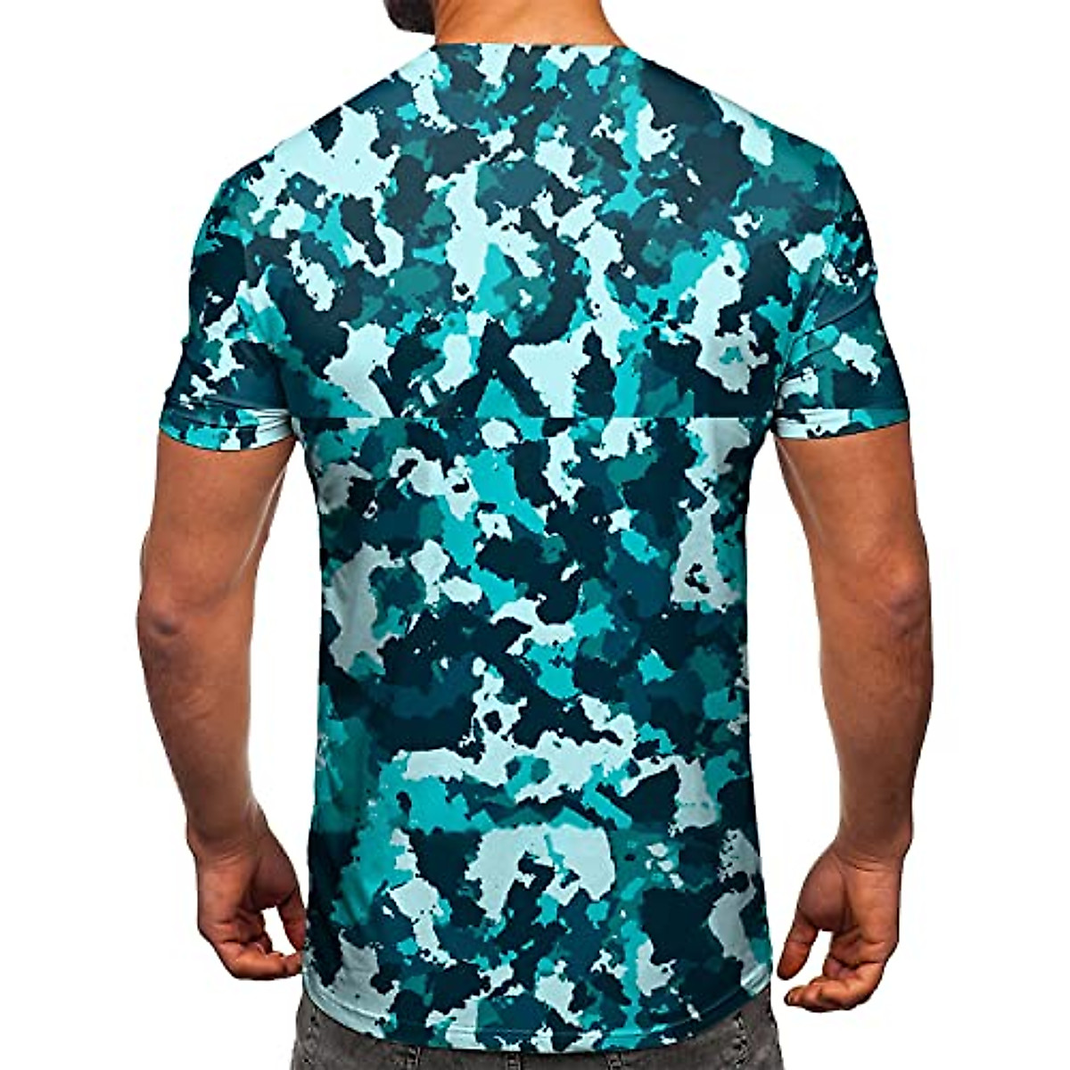 DUOWEI Men Fashion Spring Summer Casual Short Sleeve O Neck Camouflage Printed T Shirts Top Blouse