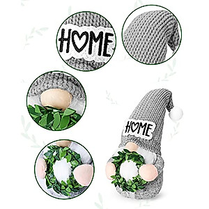 Upltowtme Farmhouse Crochet Gnomes Summer Blessed Home Swedish Tomte Gnomes with Greenery Stuffed Heart for Kitchen Room Tiered Tray Shelf Decorations Rustic Housewarming Birthday Idea 2PC