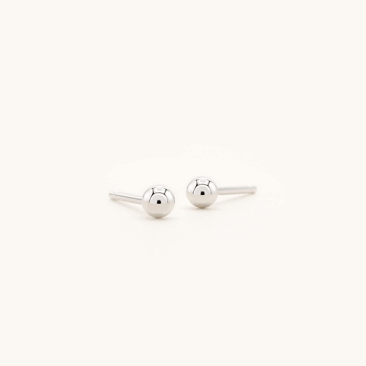 Lavishe Rhodium Plated 925 Sterling Silver Bead Round Ball Earrings Studs 3mm