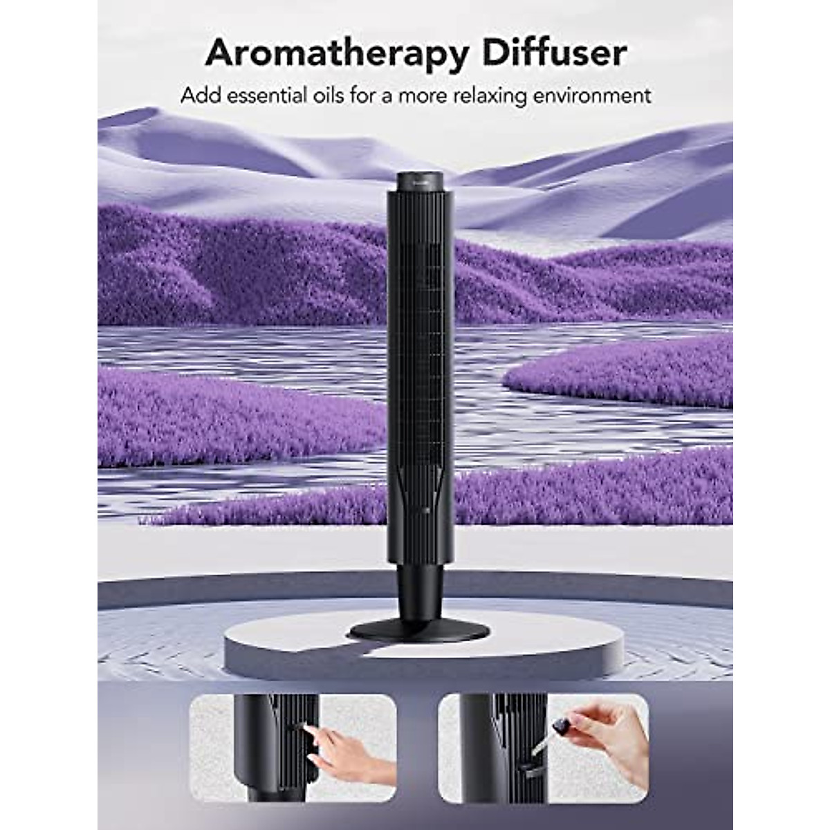 GoveeLife Smart Tower Fan 2023 Upgraded, 42 Inch WiFi Fan with Aromatherapy and Temp Sensor, Oscillating Fan with 8 Speeds 4 Modes up to 25ft/s, 24H Timer Fan Tower, 27dB Quiet Floor Fan for Bedroom