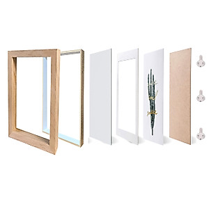 Dohomi 8x8 Shadow Box Frame Natural Wood Shadow Box Display Case 3 Pack Picture Frames Glass Surface Internal Depth 0.6 inch for Wall Or Tabletop