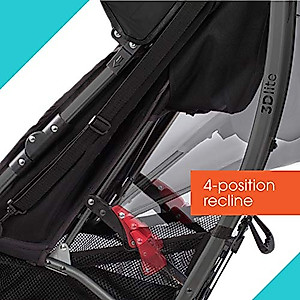 Summer 3Dlite Convenience Stroller, Jet Black - Lightweight Stroller with Aluminum Frame, Large Seat Area, 4 Position Recline, Extra Large Storage Basket - Infant Stroller for Travel and More