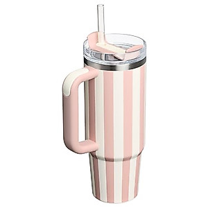 Stanley Quencher H2.0 Tumbler with Handle and Straw 30 oz | Flowstate 3-Position Lid | Cup Holder Compatible for Travel | Insulated Stainless Steel Cup | BPA-Free | Peach Whip Cabana Gloss