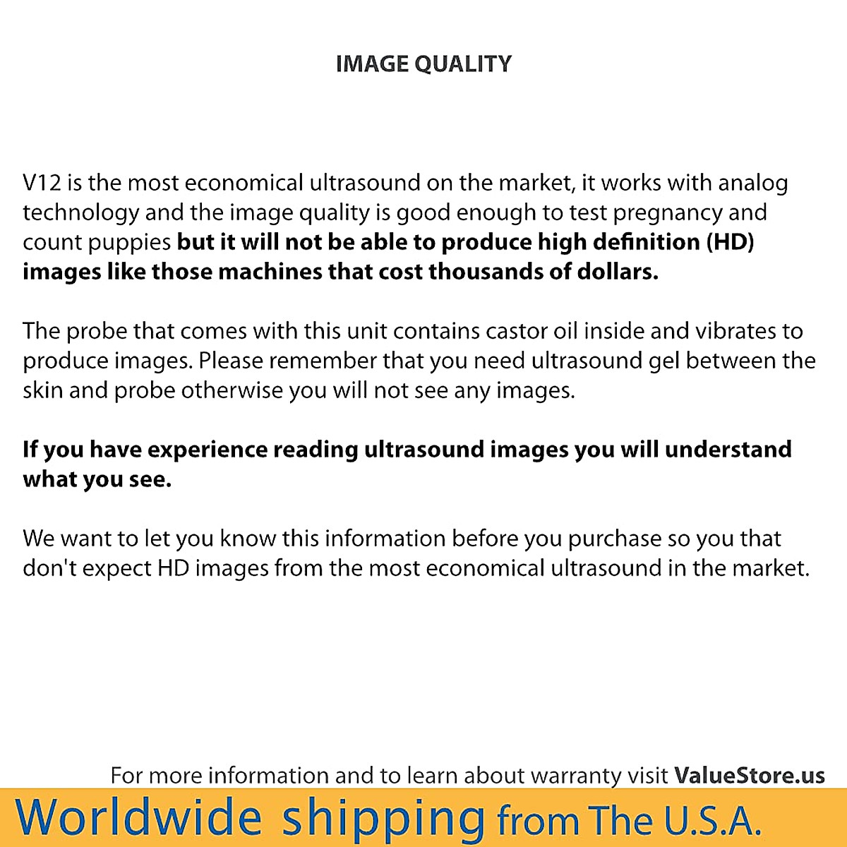 Portable Ultrasound Scanner Veterinary Pregnancy V12 with 3.5 MHz Convex Probe for Sheep, Dog, Cat and Pig.