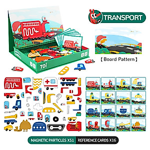 Toi Kids Magnet Toys Magnetic Jigsaw Puzzle Boxes with Game Board for Kids Ages 3-8, Preschool Tabletop Toy for Toddlers, Portable Travel Game, Transport