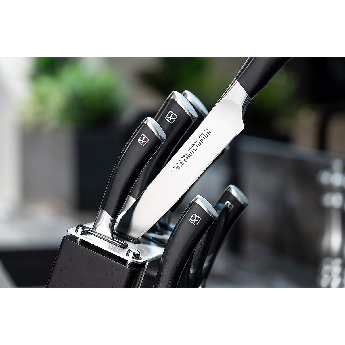 Rockingham Forge 9-Piece Kitchen Knife Block Set, Equilibrium Series - Professional Stainless Steel Chefs Knives Selection