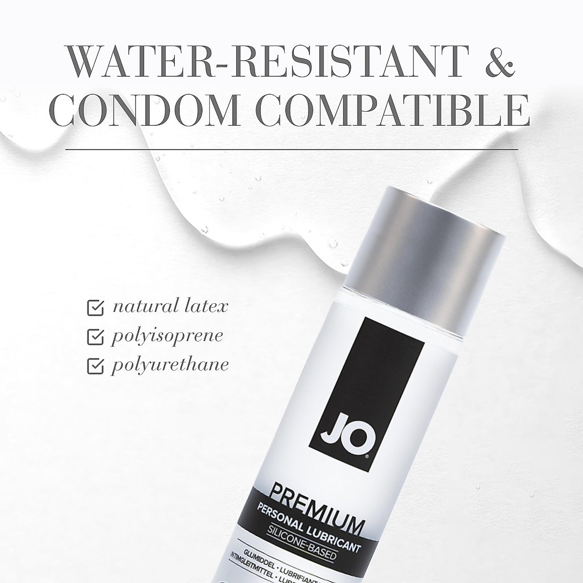 JO Premium Original Silicone Based Lubricant, Long Lasting Silky Smooth Lube for Men, Women and Couples, 4 Fl Oz