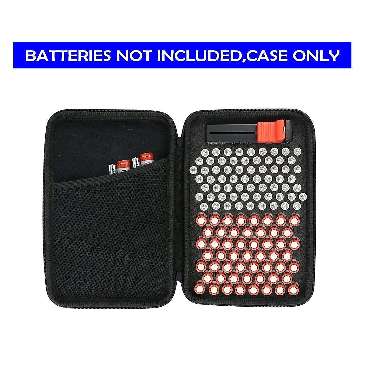 khanka Hard Battery Organizer Storage Box, Carrying Case Bag Holder - Holds 116 Batteries AA AAA C D 3V 9V with Battery Tester (BATTRIES are NOT Included.)