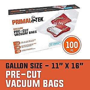 PrimalTek Pre-Cut Vacuum Sealer Bags – BPA-Free Vacuum Seal Bags, Microwave, Freezer and Boil Safe, Compatible with Most Vacuum Seal Machines (11” x 16”)