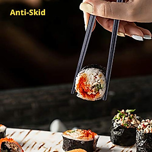 Lourmet 10 Pair Fiberglass Chopsticks – 9.5 Inches Long Reusable Chopsticks Dishwasher Safe for Asian Food, Light Weight Japanese Chopsticks Strong Grip Sturdy Material – Black Chopsticks Set