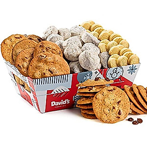 David’s Cookies Assorted Cookies Basket with Thin Crispy Cookies, Pecan Meltaways Treats and Shortbread Cookies - Freshly Baked, Gourmet and Delicious Christmas Cookies Variety - Ideal Christmas Food Gift