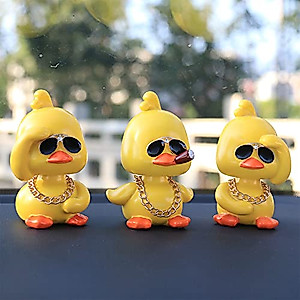 wonuu Shaking Head Duck Car Dashboard Decorations Cute Yellow Ducks Doll for Car Interior Ornament Accessories, Cool Duck