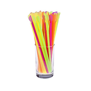 DOITOOL 50pcs Straws Drinking Straw Straw Disposable Spoon