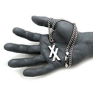 Jewelry For MGK XX PENDANT 18" 20" 24" BOX CUBAN ROPE STAINLESS STEEL CHAIN HIP HOP NECKLACE Style-2345908-2425