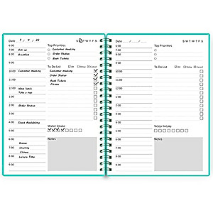Undated Daily Planner,Undated Planner with Hourly Schedules, 150 Days To Do List Planner, A5 Daily Organizer Notebook to Increase Productivity, 5.8 × 8.2 Inch,Turquoise