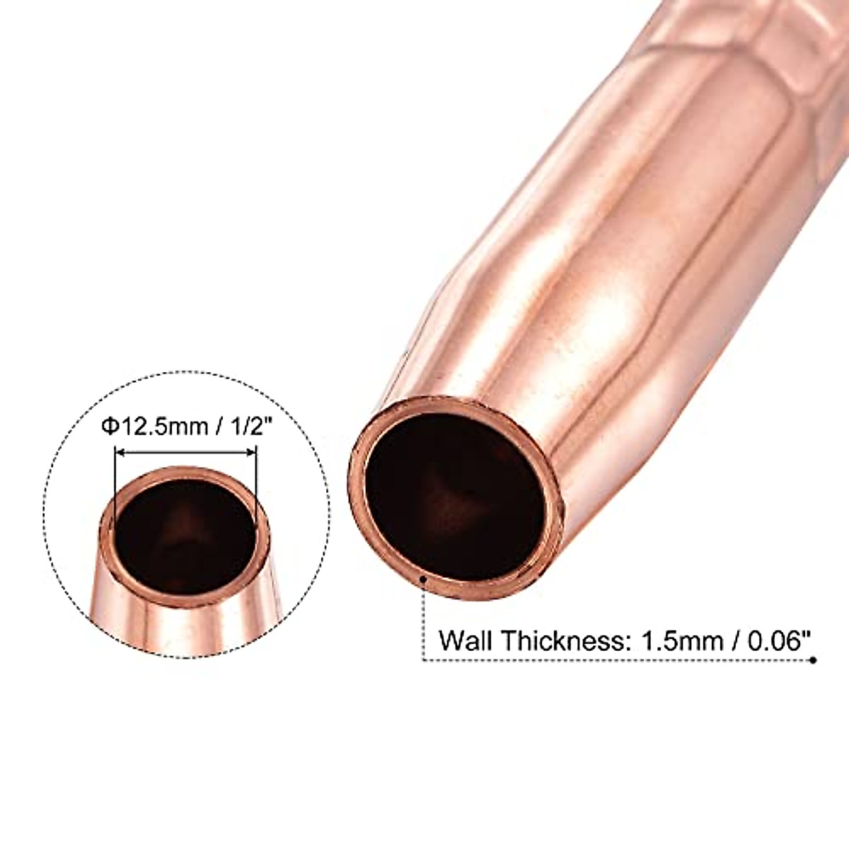 uxcell Gas Nozzle 1/2" for 200 Amp Melt Inert-Gas (MIG) Welder Welding Torch, 1.5mm Wall Thickness