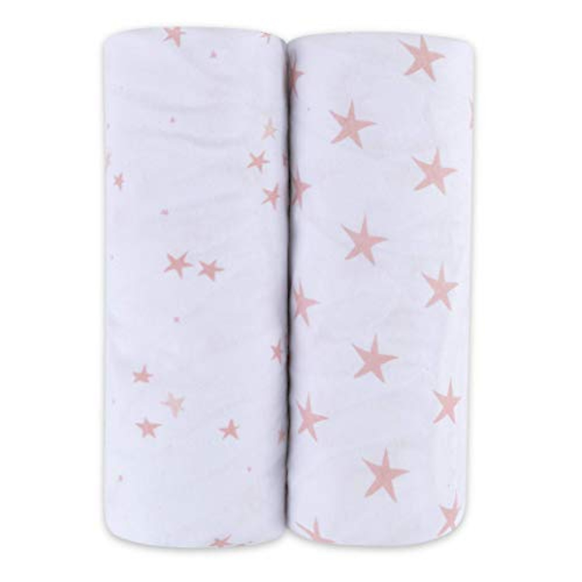 Changing Pad Cover - Cradle Sheet 100% Jersey Cotton 2 Pack for Baby Girl-Dusty Rose and Mauve Pink Stars