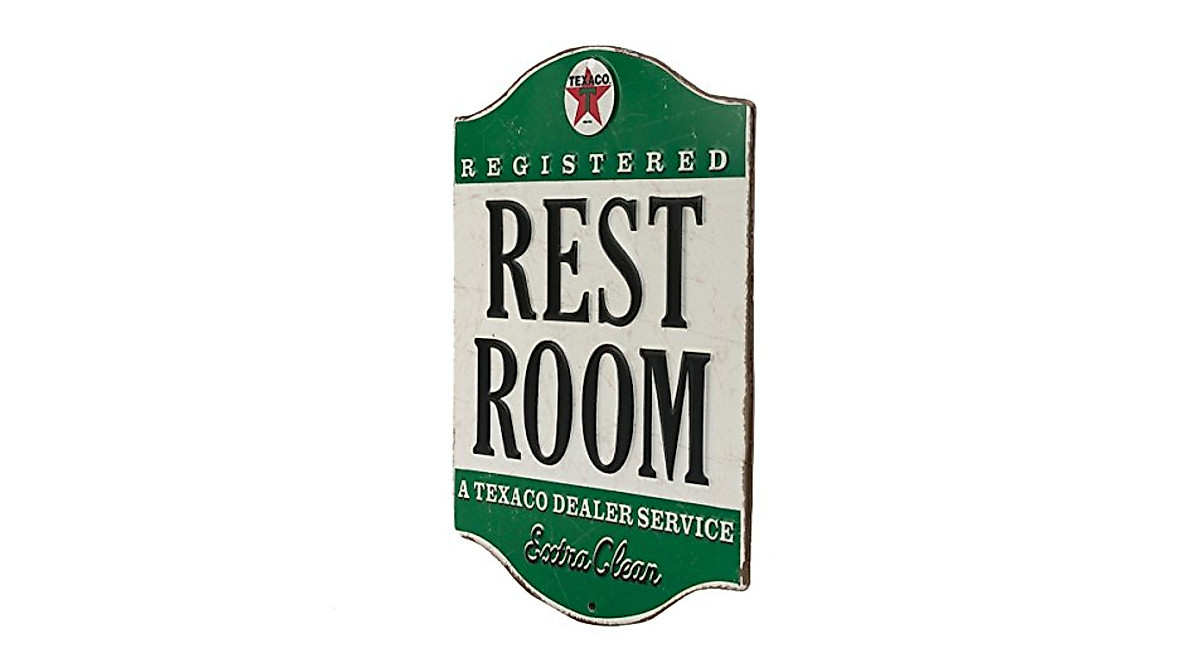 Vintage Texaco Restroom Sign - Embossed Metal Decor for Collectors